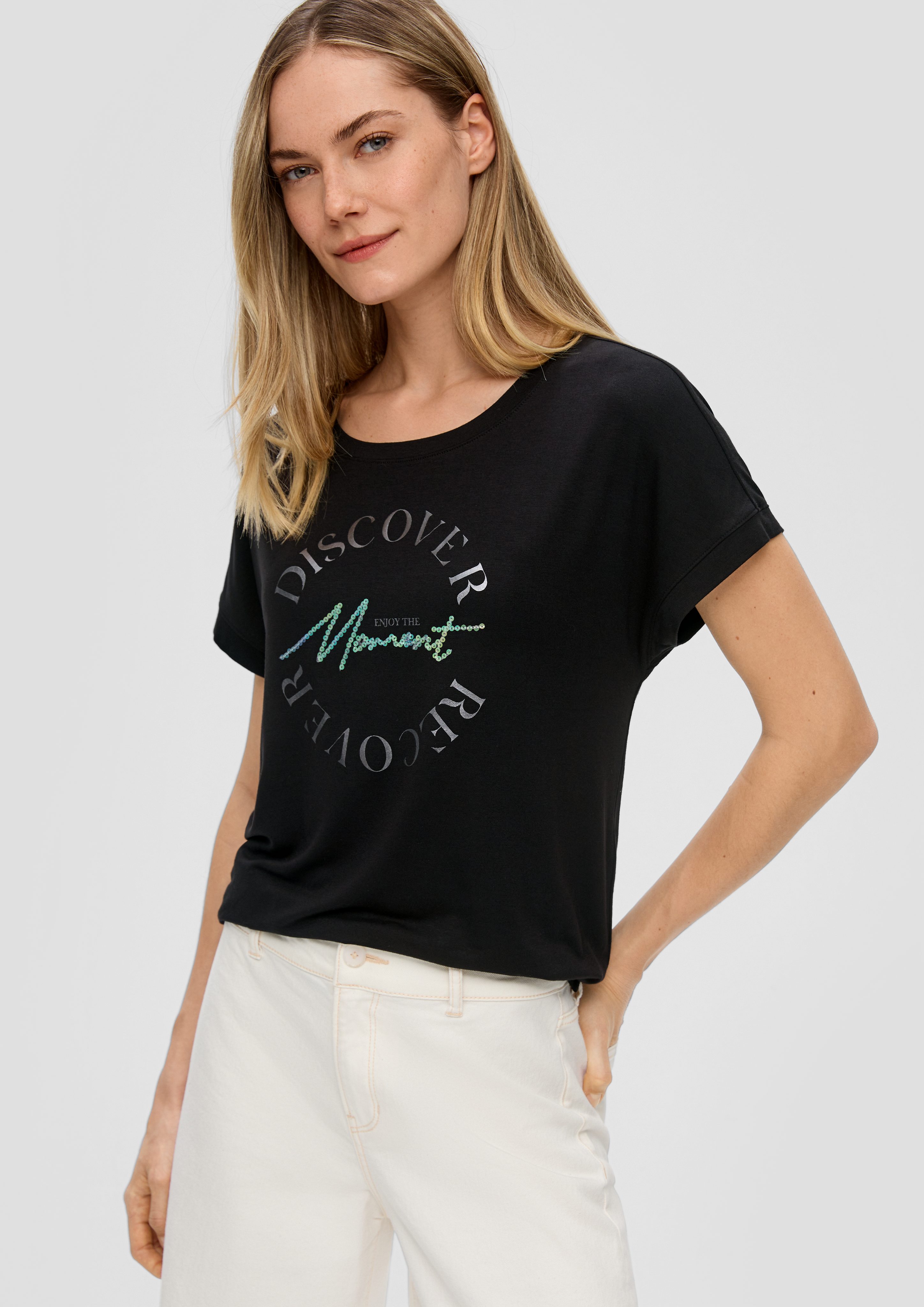 Soliver Shirttop T Shirt Mit Pailletten Pailletten In Fließender